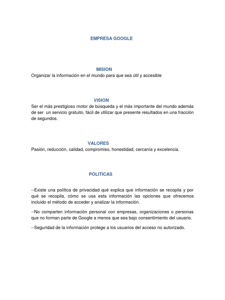 Judith Nava Cedano EMPRESA GOOGLE | PDF | Crecimiento personal y ...