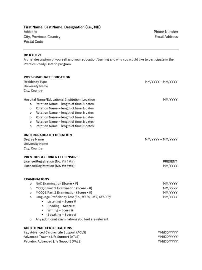 PRA CV-Template-1 | PDF | General Practitioner | Medicine