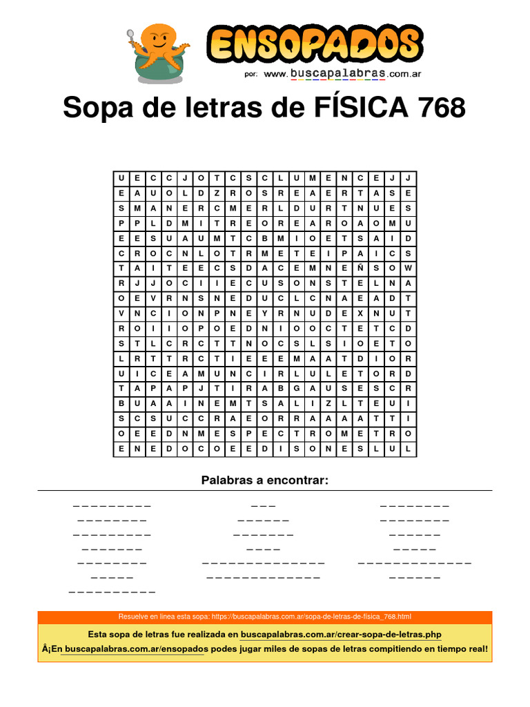Sopa de Letras de Física - 768 | PDF