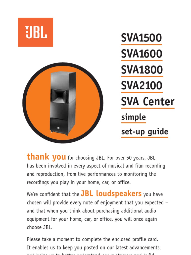 JBL SVA Speakers | PDF | Loudspeaker | Cable