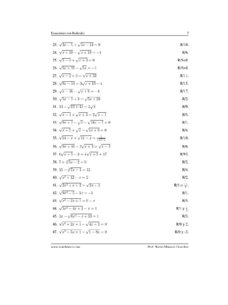 Ecuaciones Con Radicales | PDF