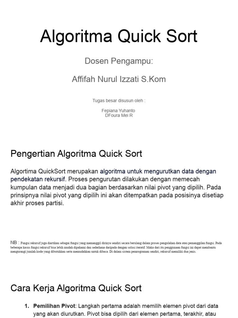 Algoritma Quick Sort | PDF | Komputer