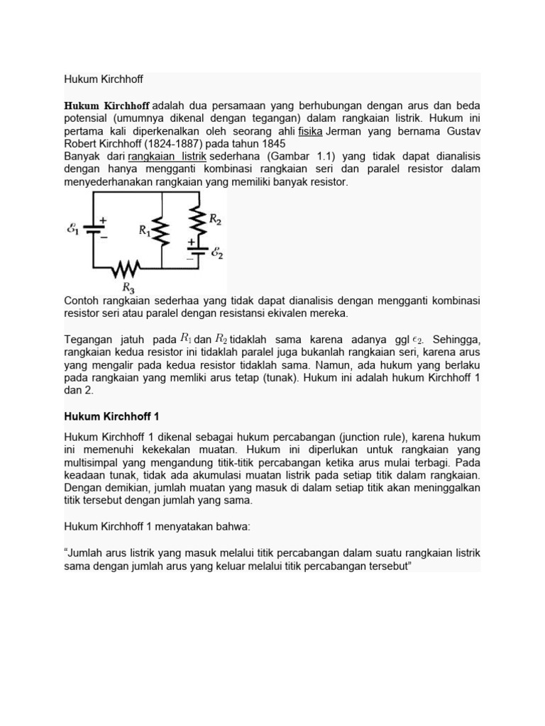 Hukum Kirchhoff: Penjelasan dan Contoh | PDF