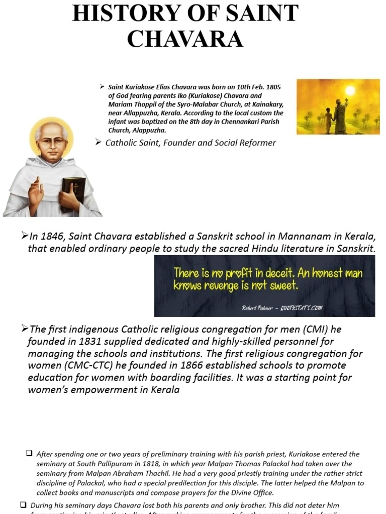 Life and Legacy of Saint Chavara | PDF | Religion & Spirituality