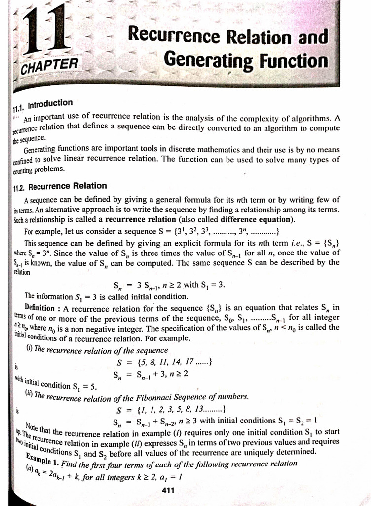 Recurrence Relation and Generating Function | PDF