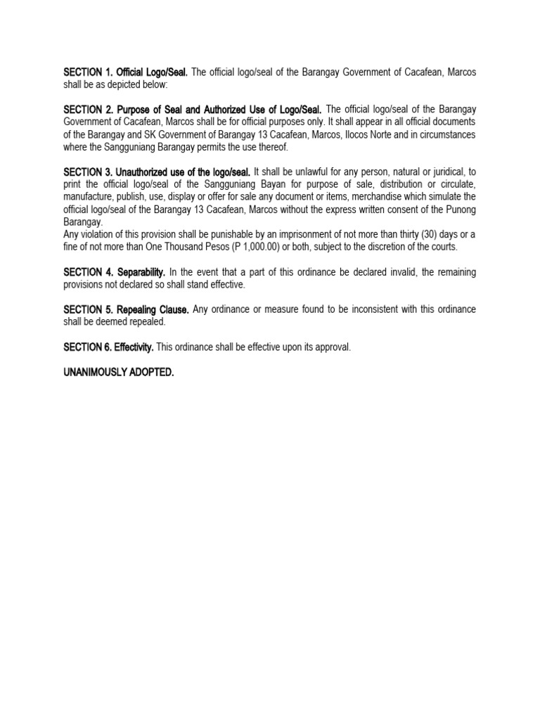 Logo Ordinance | PDF