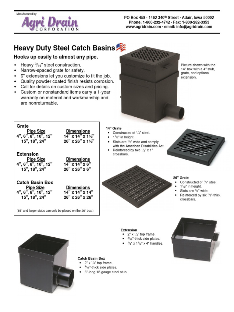 Heavy Duty Steel Catch Basins & Grates | PDF | Pipe (Fluid Conveyance ...
