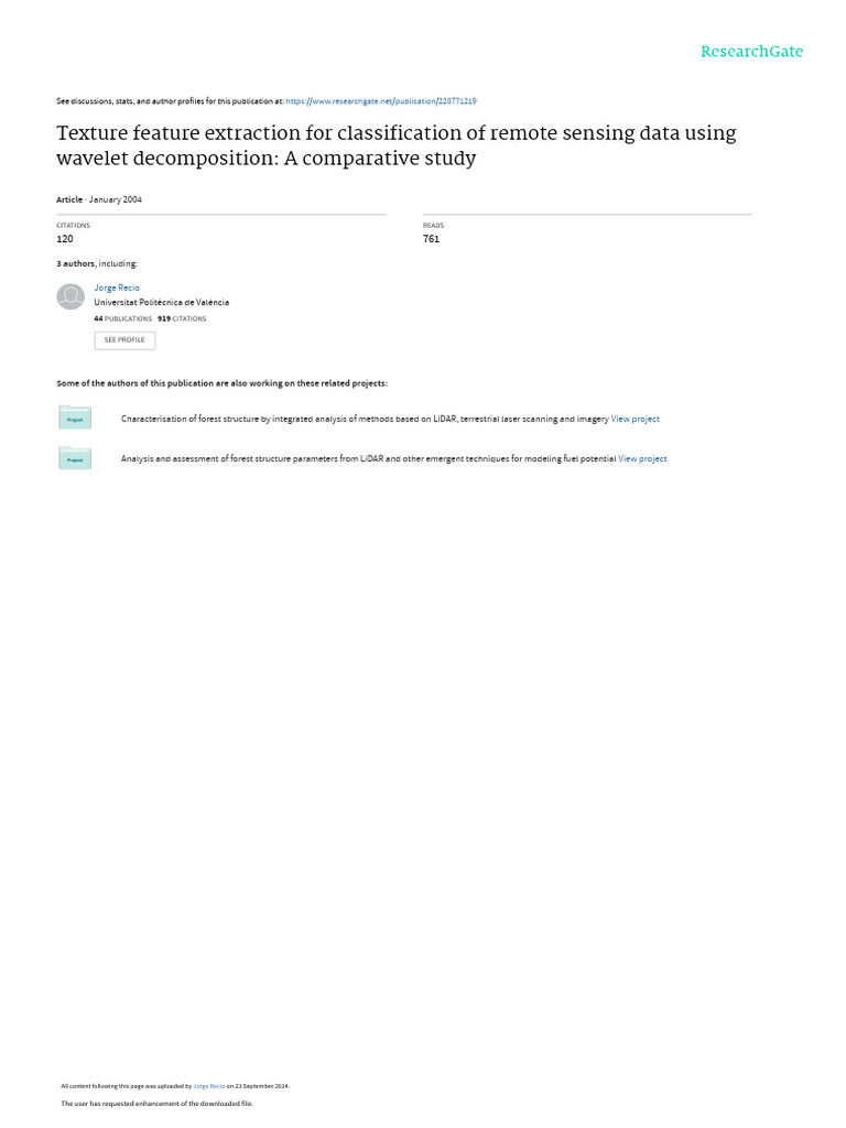 Texture Feature Extraction For Classification of R | PDF | Wavelet | Normal Distribution