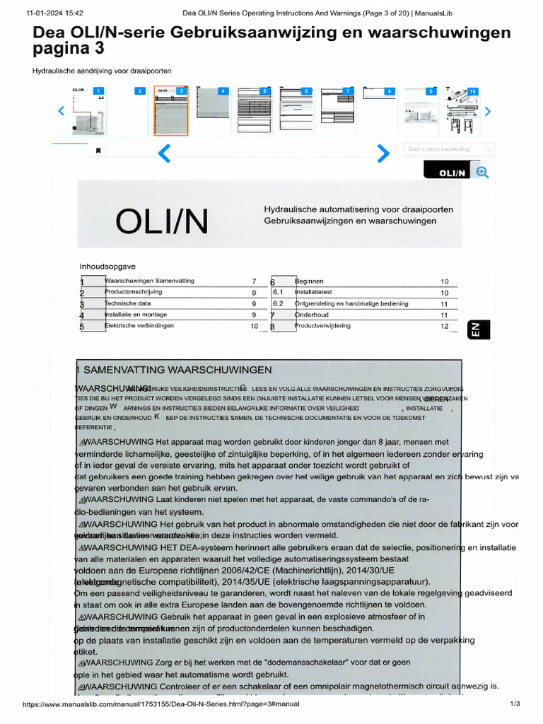 Handleiding Auto Poort OLI-N | PDF