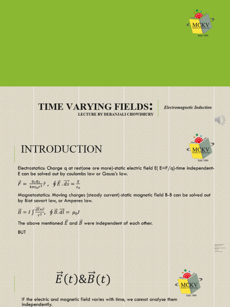 Time Varying Fields Pdf Electromagnetic Induction Electric Generator