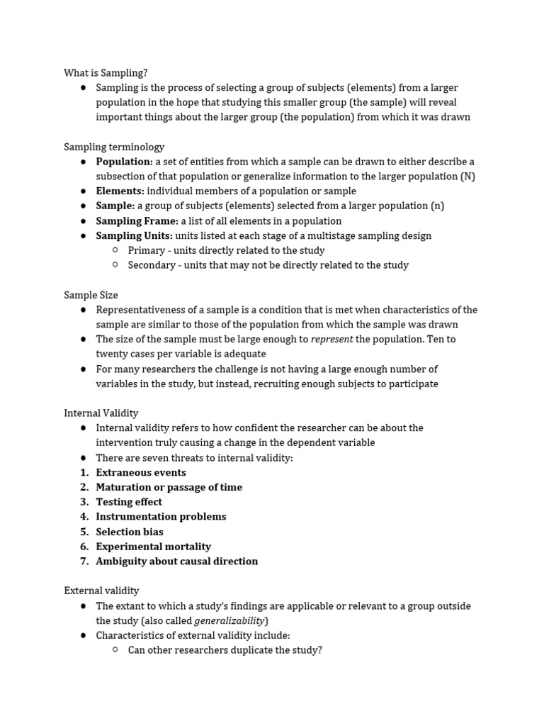 W7 - Sampling | PDF | Sampling (Statistics) | Validity (Statistics)