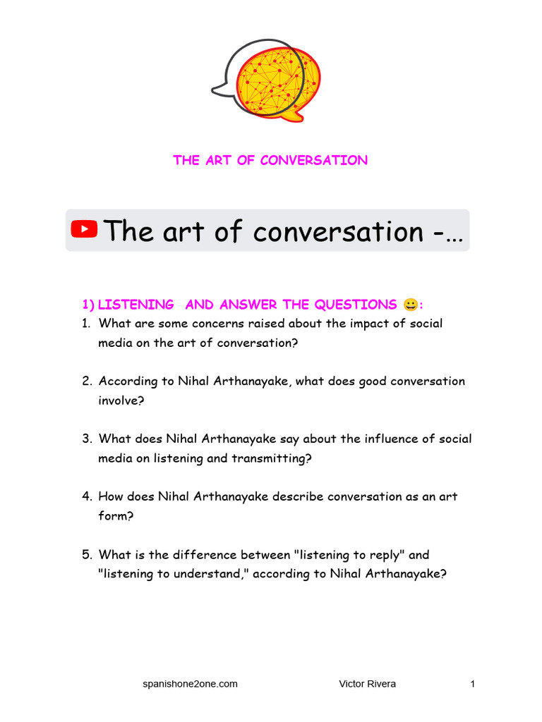 THE ART OF CONVERSATION | PDF | Social Media | Popular Culture & Media ...