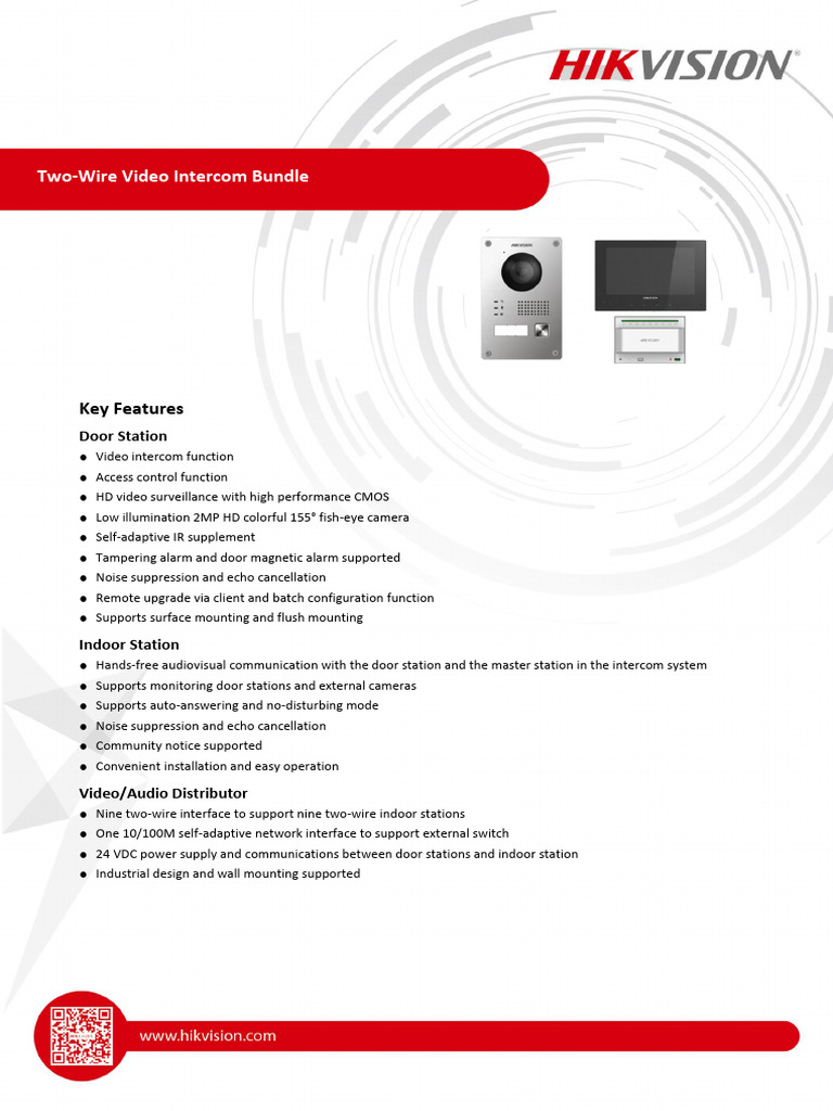 Fisa Tehnica Kit Videointerfon Hikvision DS-KIS701 | PDF | Video | Input/Output