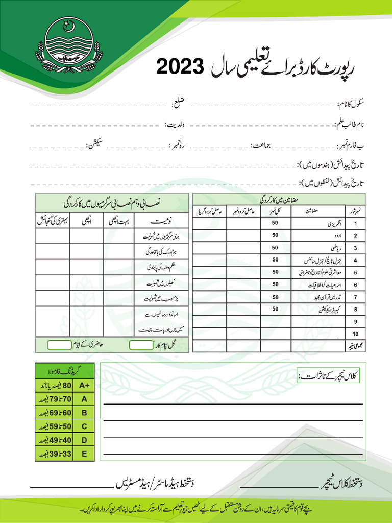 Repot Card For SBA | PDF