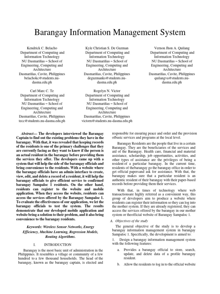 Barangay Info System Final Paper | PDF | Software Testing | Software ...