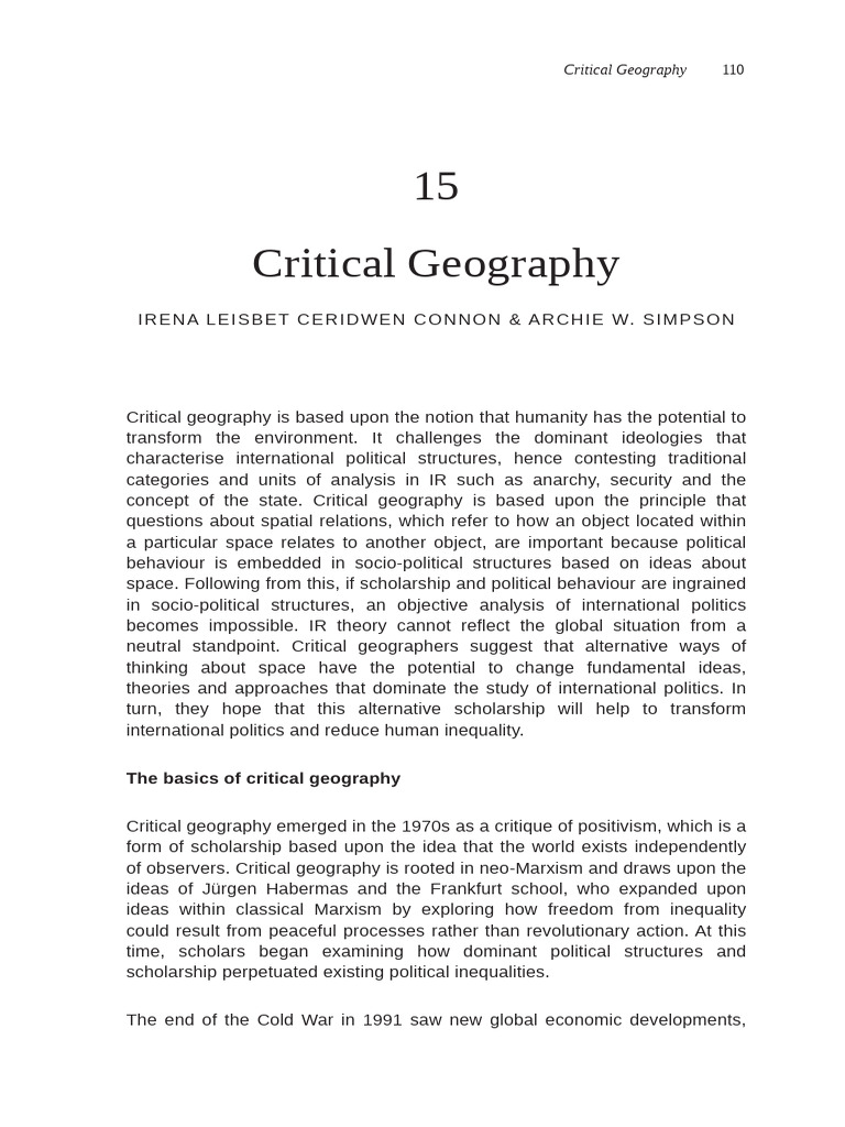 Critical Geography | PDF | Space | International Relations