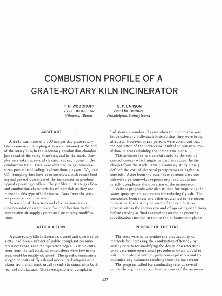 (1968) Combustion Profile of A Grate-Rotary Kiln Incinerator | PDF