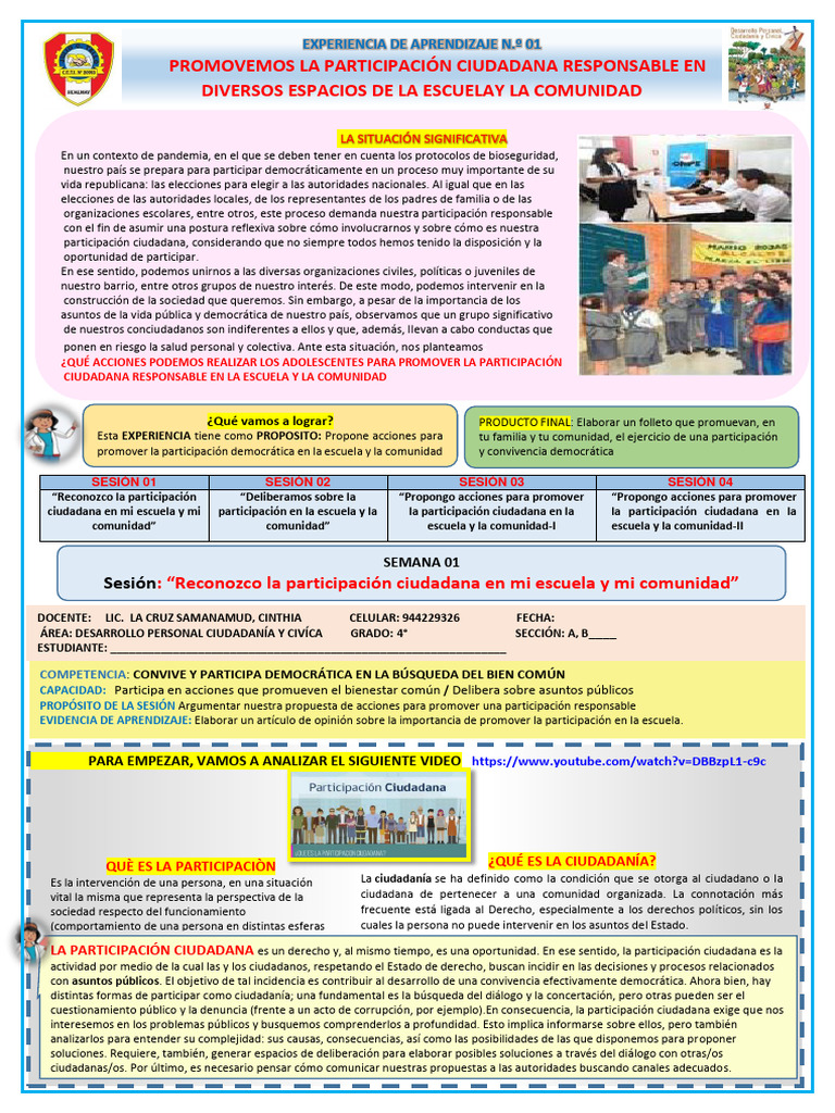 Sesion 01-4° DPCC - Exp1 | PDF | Ciudadanía | Participación pública