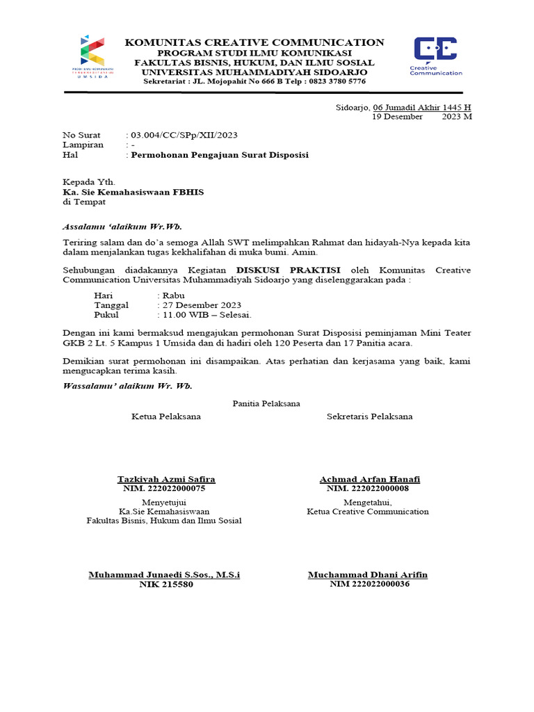 Contoh Surat Disposisi dengan CC | PDF