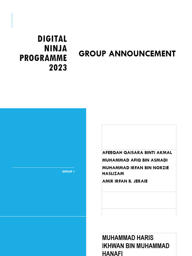 Group Announcement - Digital Ninja Programme 2023 | PDF