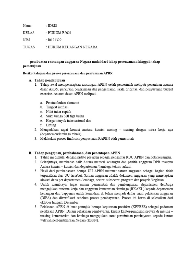 Proses Penyusunan APBN di Indonesia | PDF