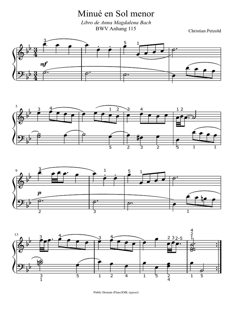 Minue en Sol Menor | PDF | Johann Sebastian Bach | Compositions