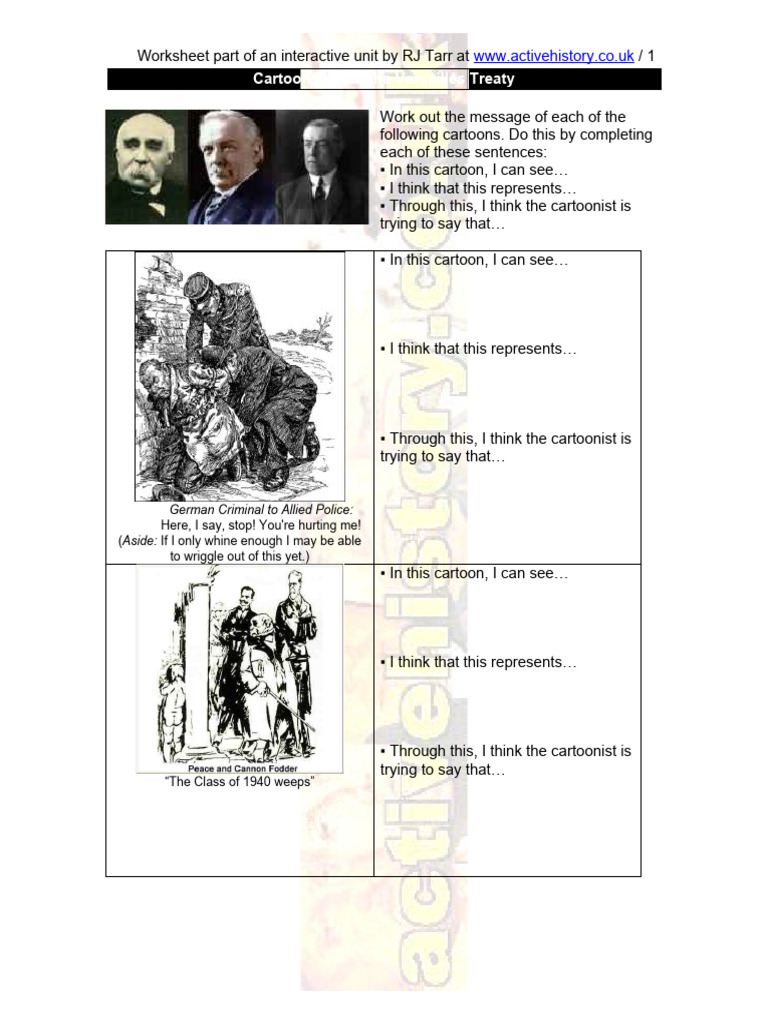 Analyzing Cartoons of the Versailles Treaty | PDF | Treaty Of ...