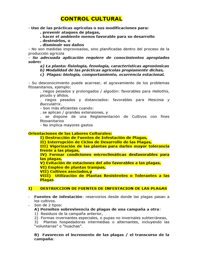 Control Cultural de Plagas Agrícolas | PDF | Tecnología