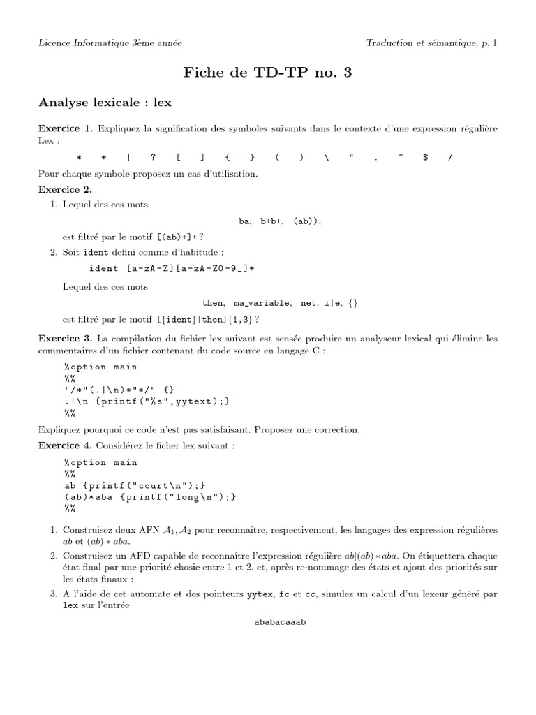 TD tp3 | PDF | Analyse syntaxique | Linguistique