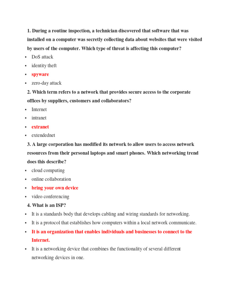 Networking Basics Quiz | PDF | Computer Network | Osi Model
