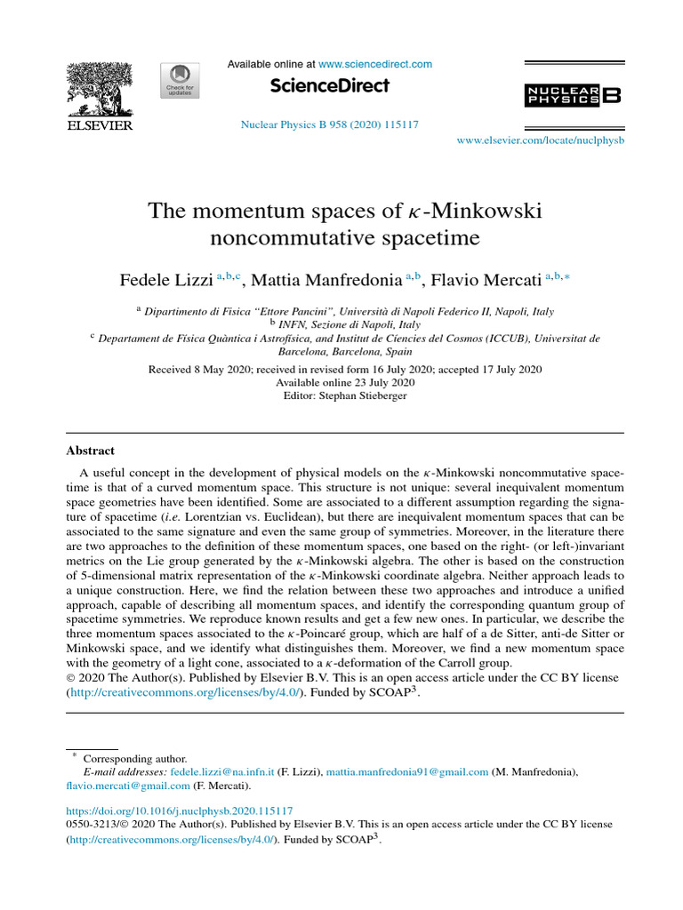 2020 The Momentum Spaces of K-Minkowski Noncommutative Spacetime | PDF | Eigenvalues And ...