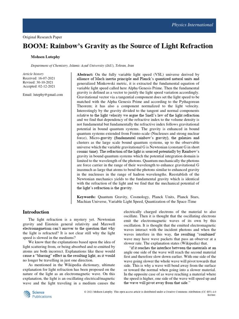 Rainbow Gravity and Light Refraction | PDF | Waves | General Relativity