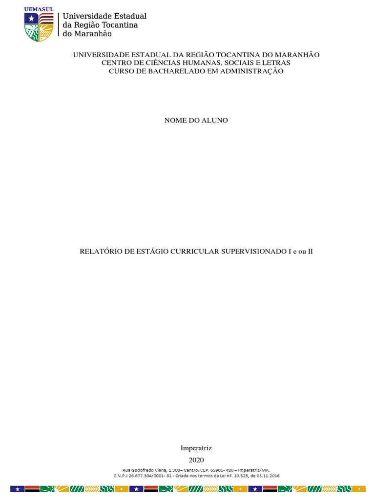 Modelo - Relatório de Estágio | PDF