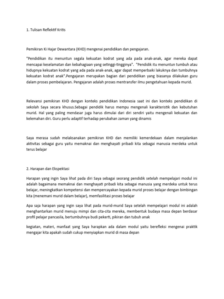 Refleksi Pendidikan KHD | PDF