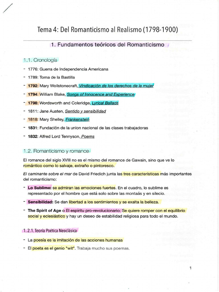 T4 Del Romanticismo Al Realismo | PDF