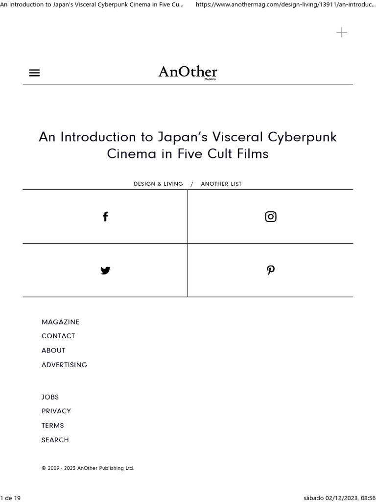 An Introduction To Japan's Visceral Cyberpunk Cinema in Five Cult Films AnOther | PDF