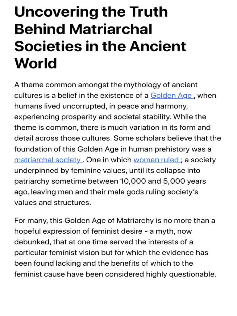 Uncovering The Truth Behind Matriarchal Societies in The Ancient World ...