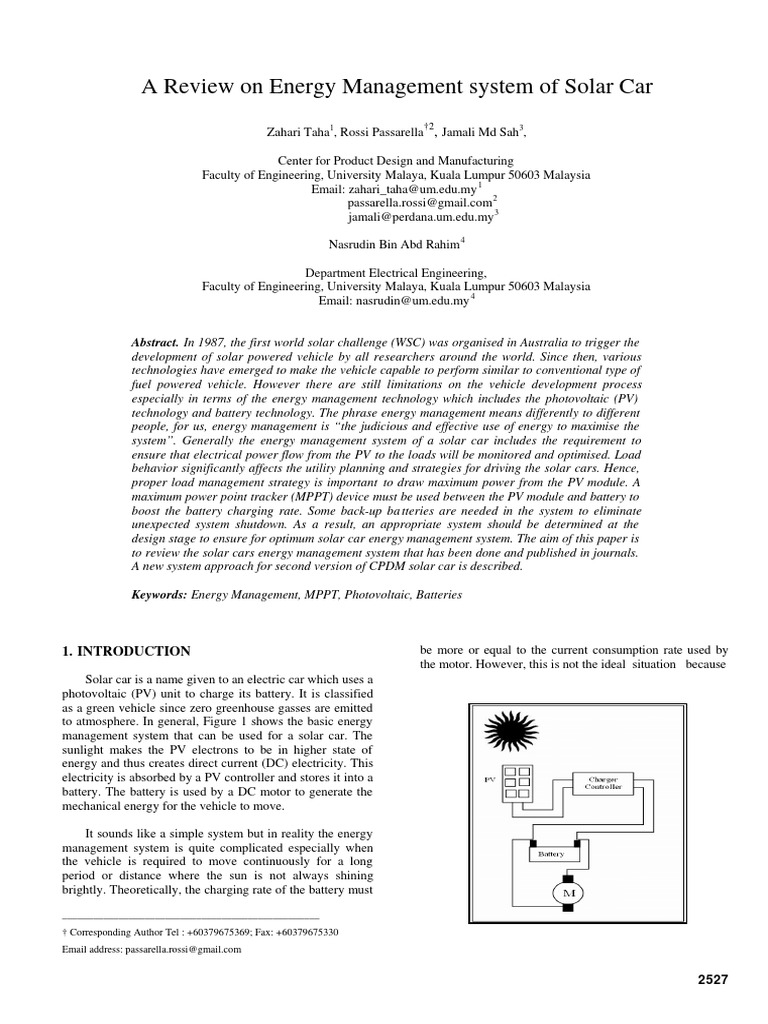 A - Review On - Energy Management System of Solar Car | PDF