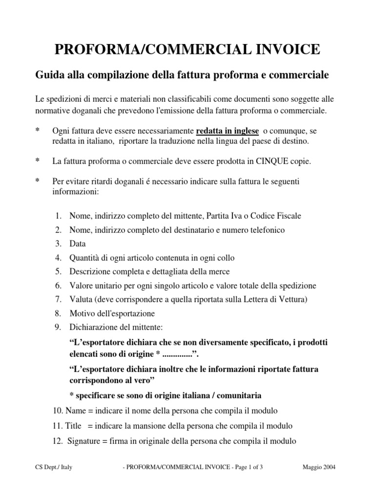 Proforma-Commercial Invoice | PDF