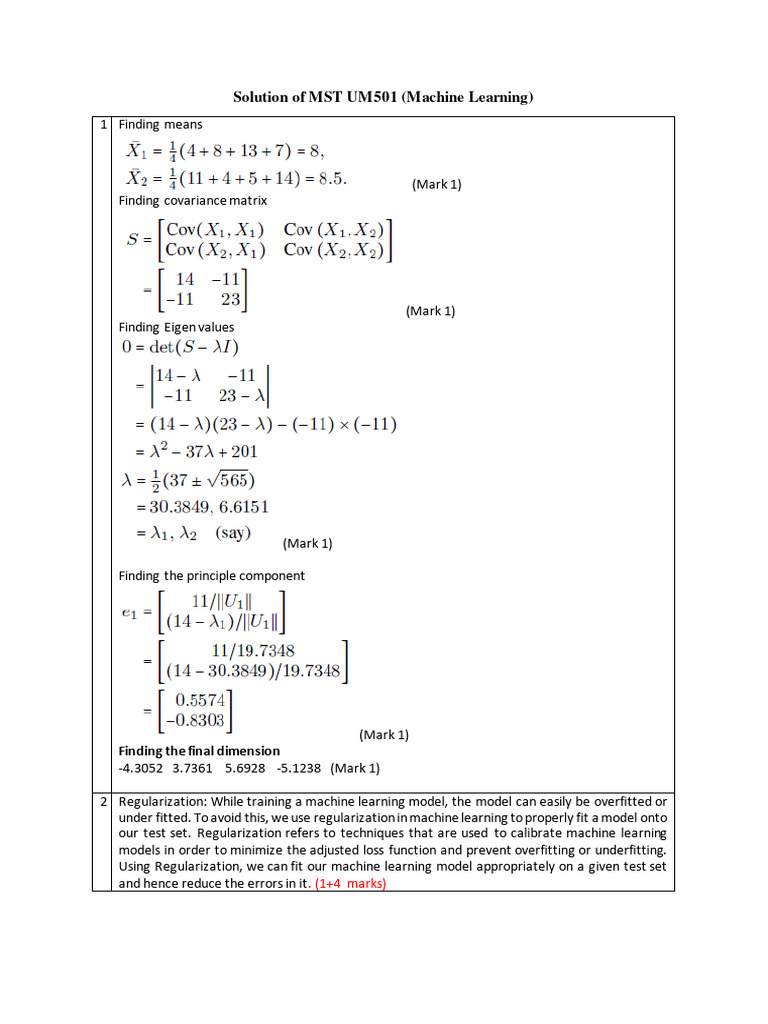 Solutions MST-ML 2022 | PDF | Machine Learning | Principal Component Analysis