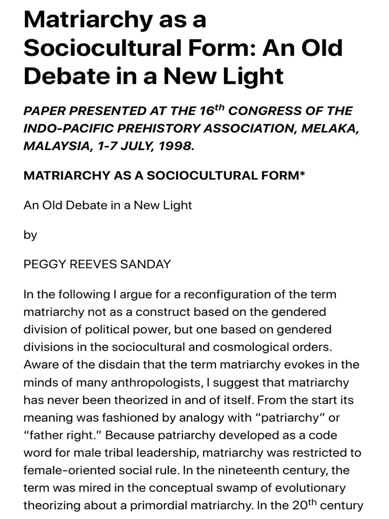 Rethinking Matriarchy | PDF | Social Science