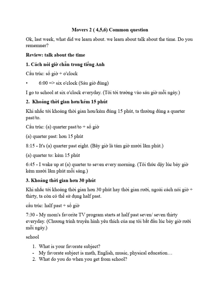 Movers 2 Common Question | PDF | Career & Growth