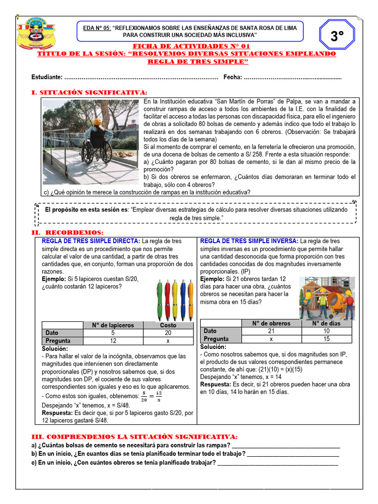 Ficha 1 - 3ero - Eda5 | PDF