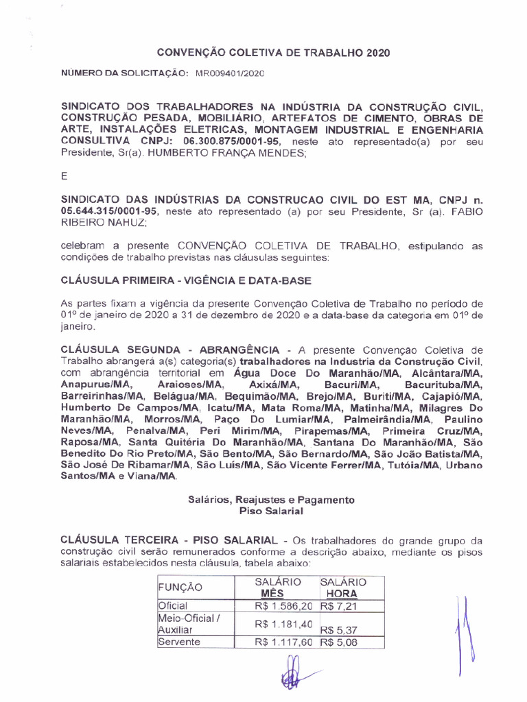 CCT 2020 Sinduscon - Sindconstrucivil | PDF