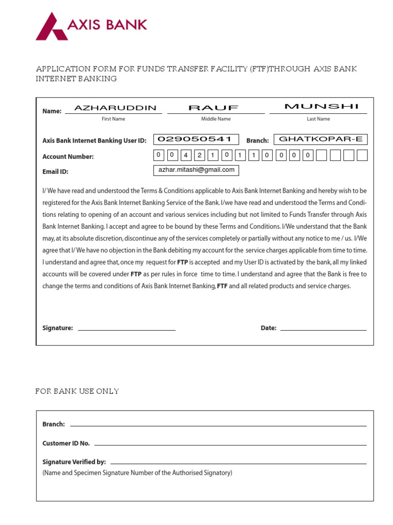 Funds Transfer Registration Form | PDF