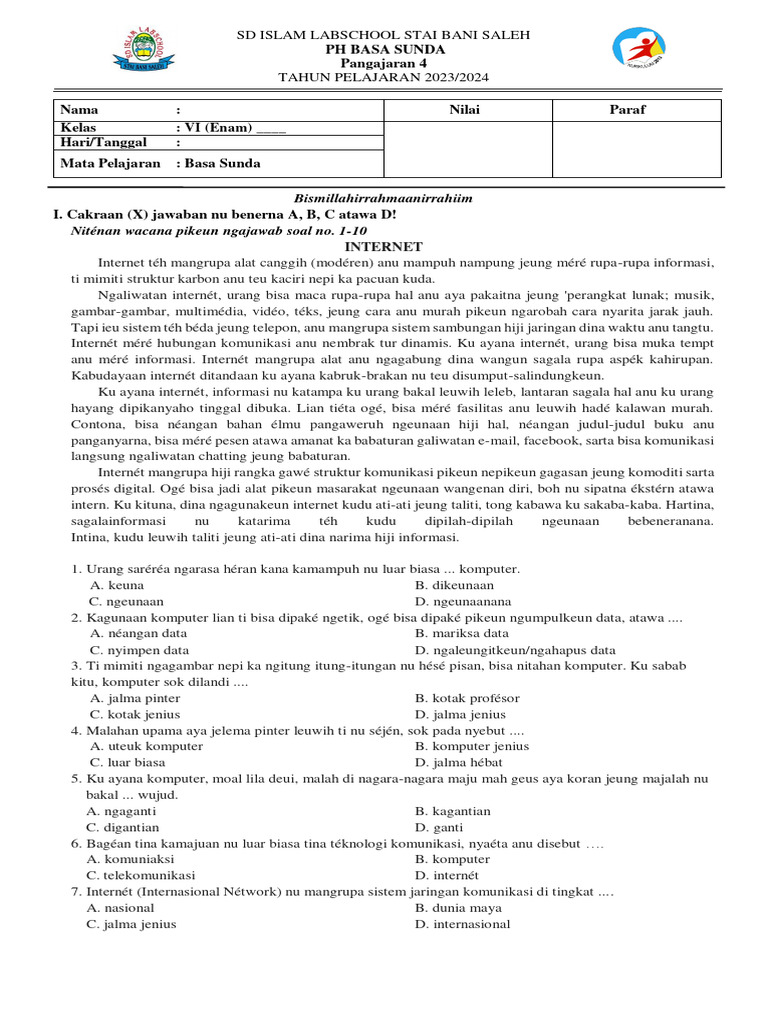 PH KLS 6 B.sunda (Pangajaran 4) | PDF