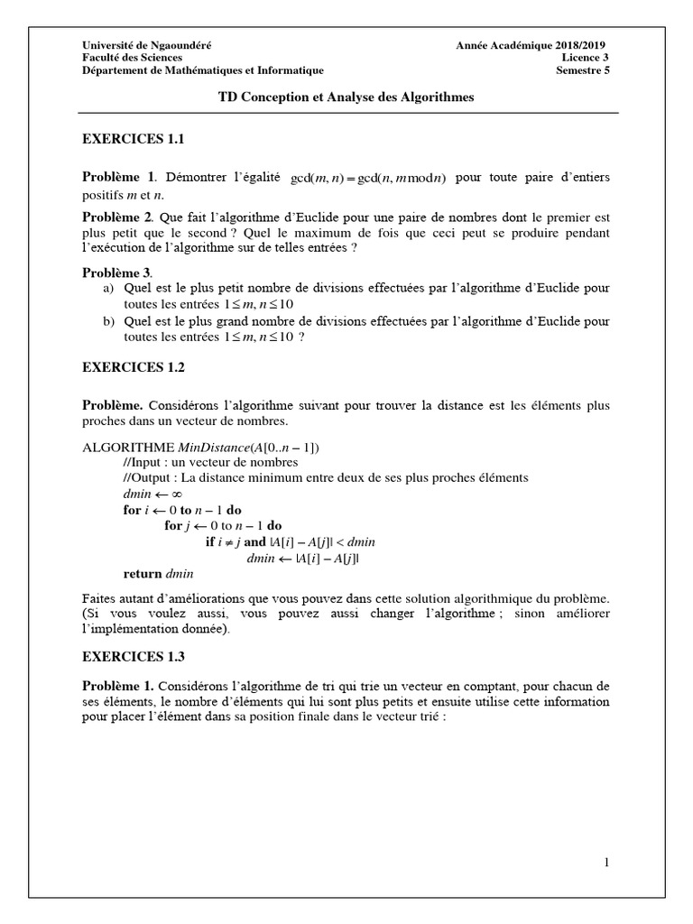 TD Conception Et Analyse de Algorithmes | PDF | Théorie des graphes ...