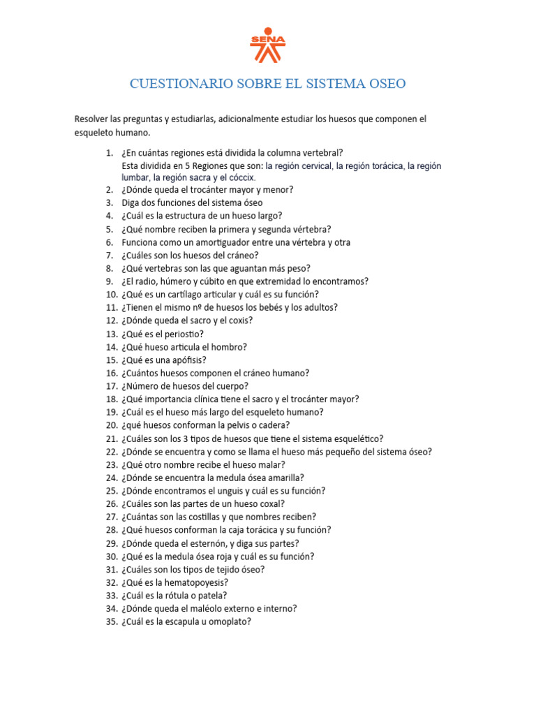 Preguntas Sistema Oseo 1 Pdf
