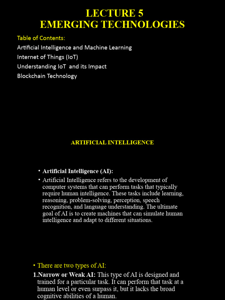 Lecture 5 Emerging Technology | PDF | Machine Learning | Deep Learning