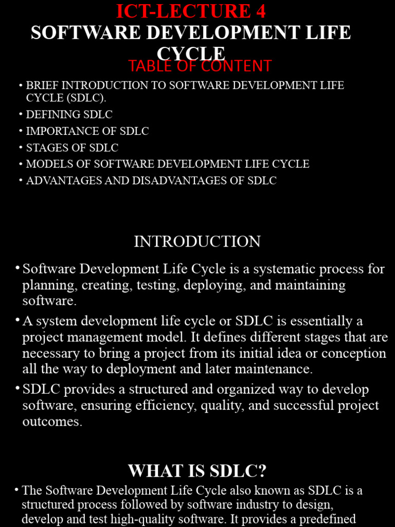 Ict-Software Development Life Cycle | PDF